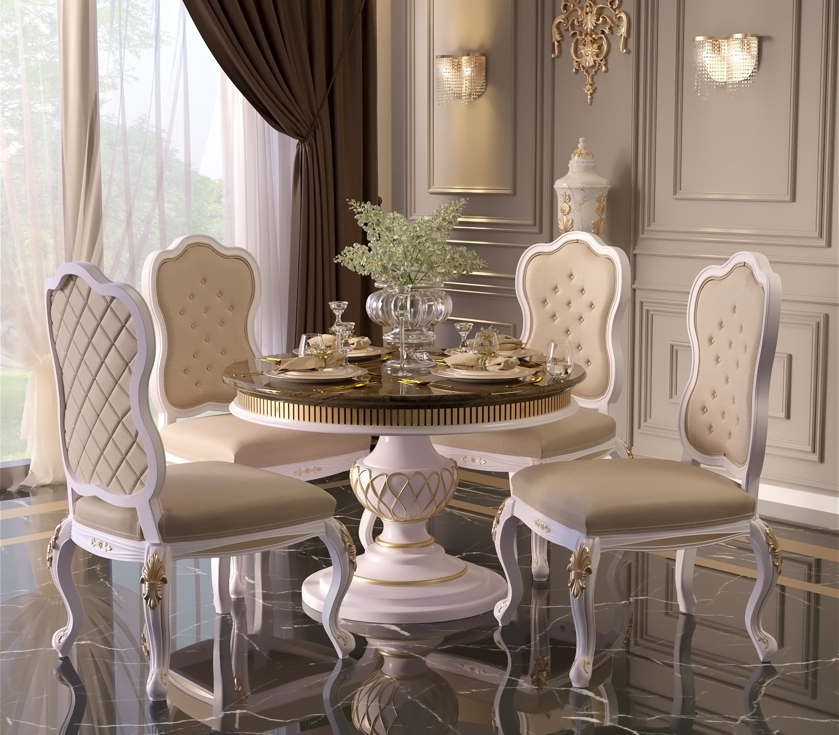 Celestiva Luxury Solid Wood Round Dining Set Wakeup Wakeup India