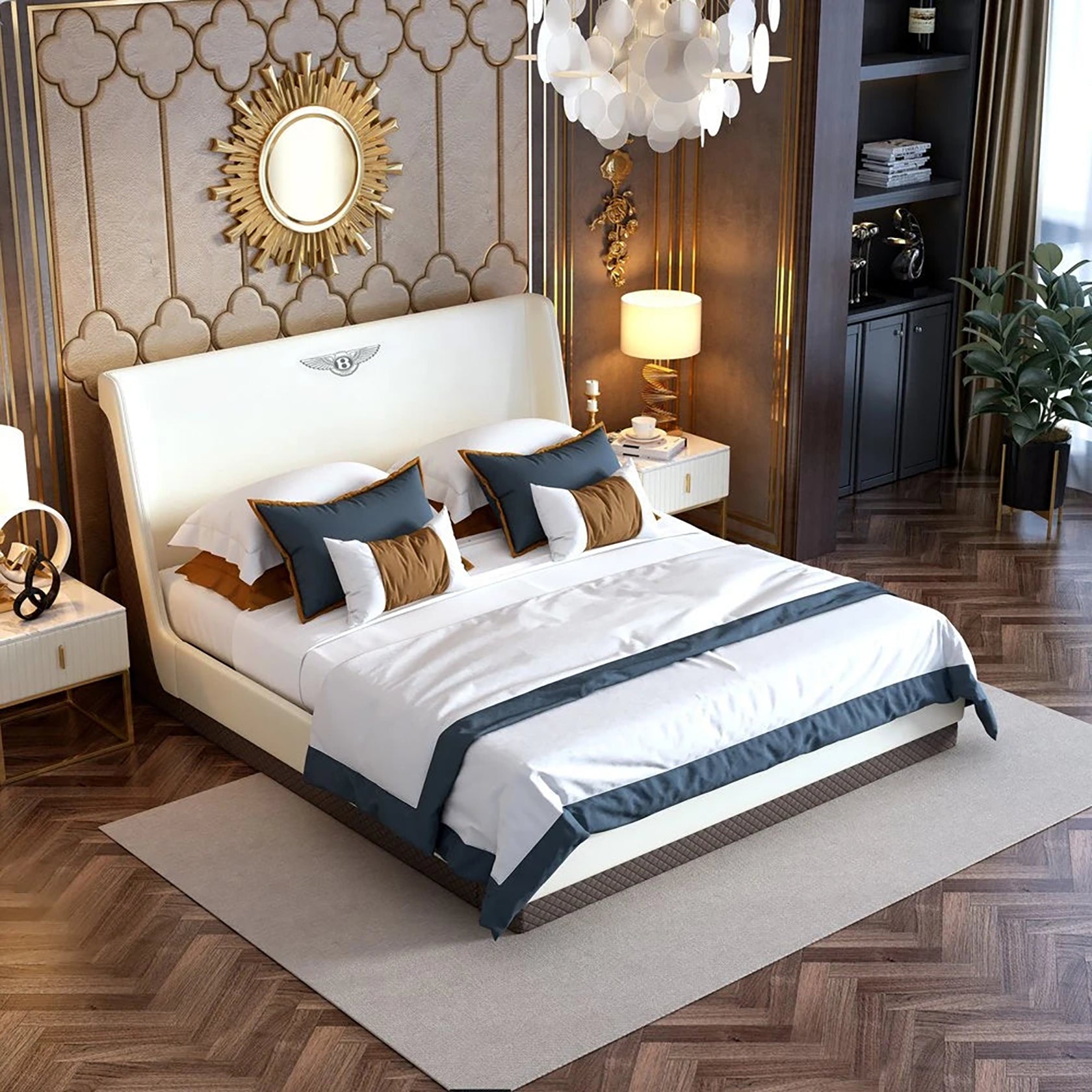 White king size upholstered bed store
